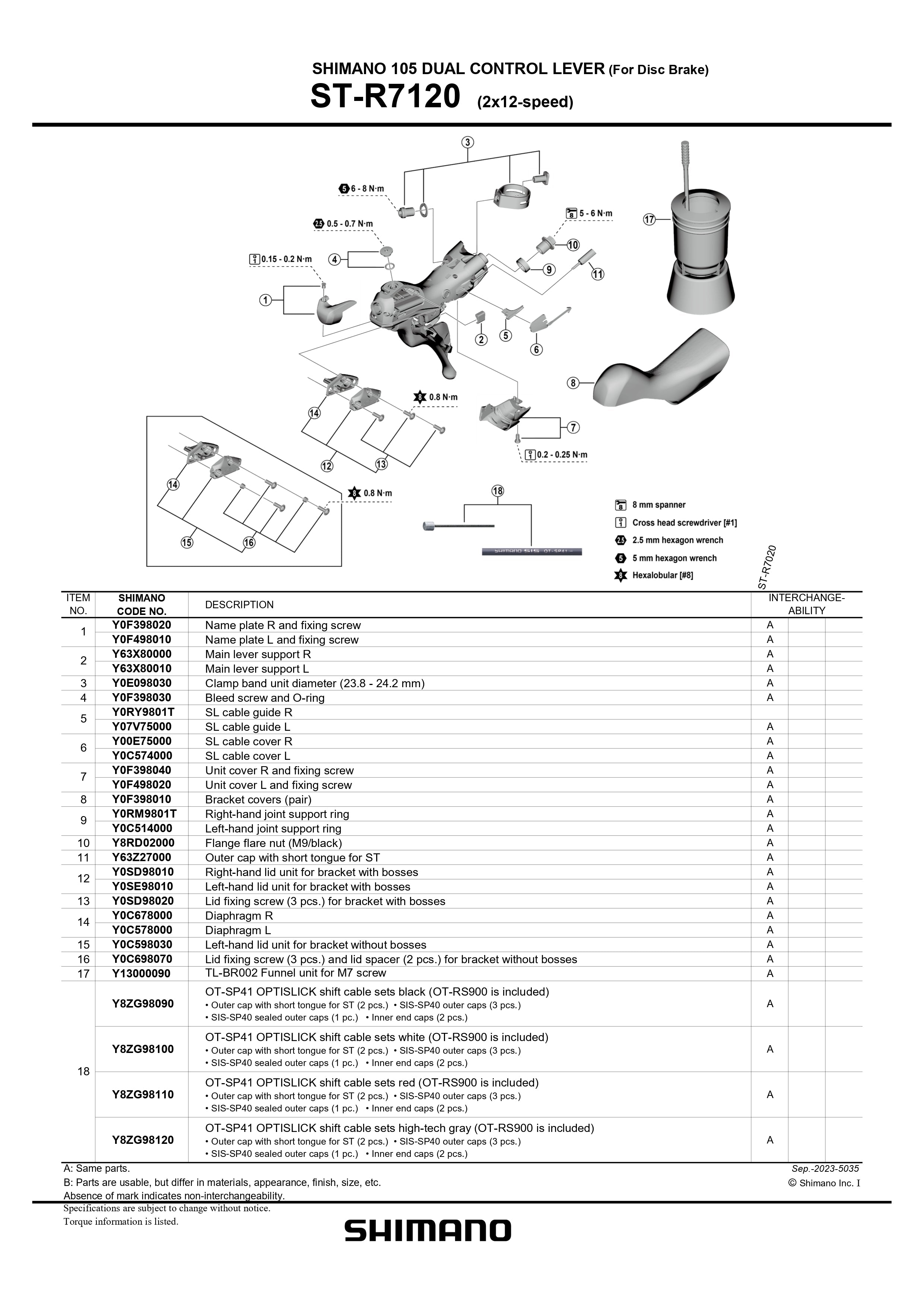 SHIMANO 105 ST-R7120 Dual Control Lever Lid Unit for Bracket with – Pit ...