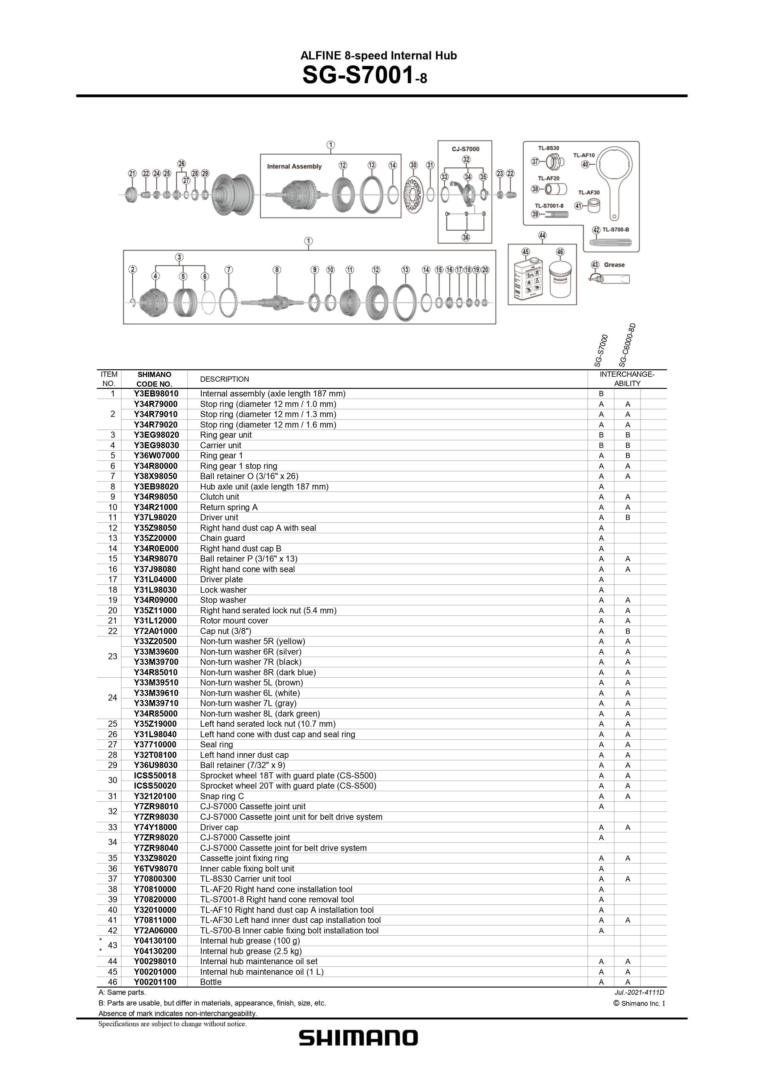 SHIMANO Alfine SG-S7001 Internal Hub 8-Speed CJ-S7000 Cassette Joint – Pit Crew Cycles