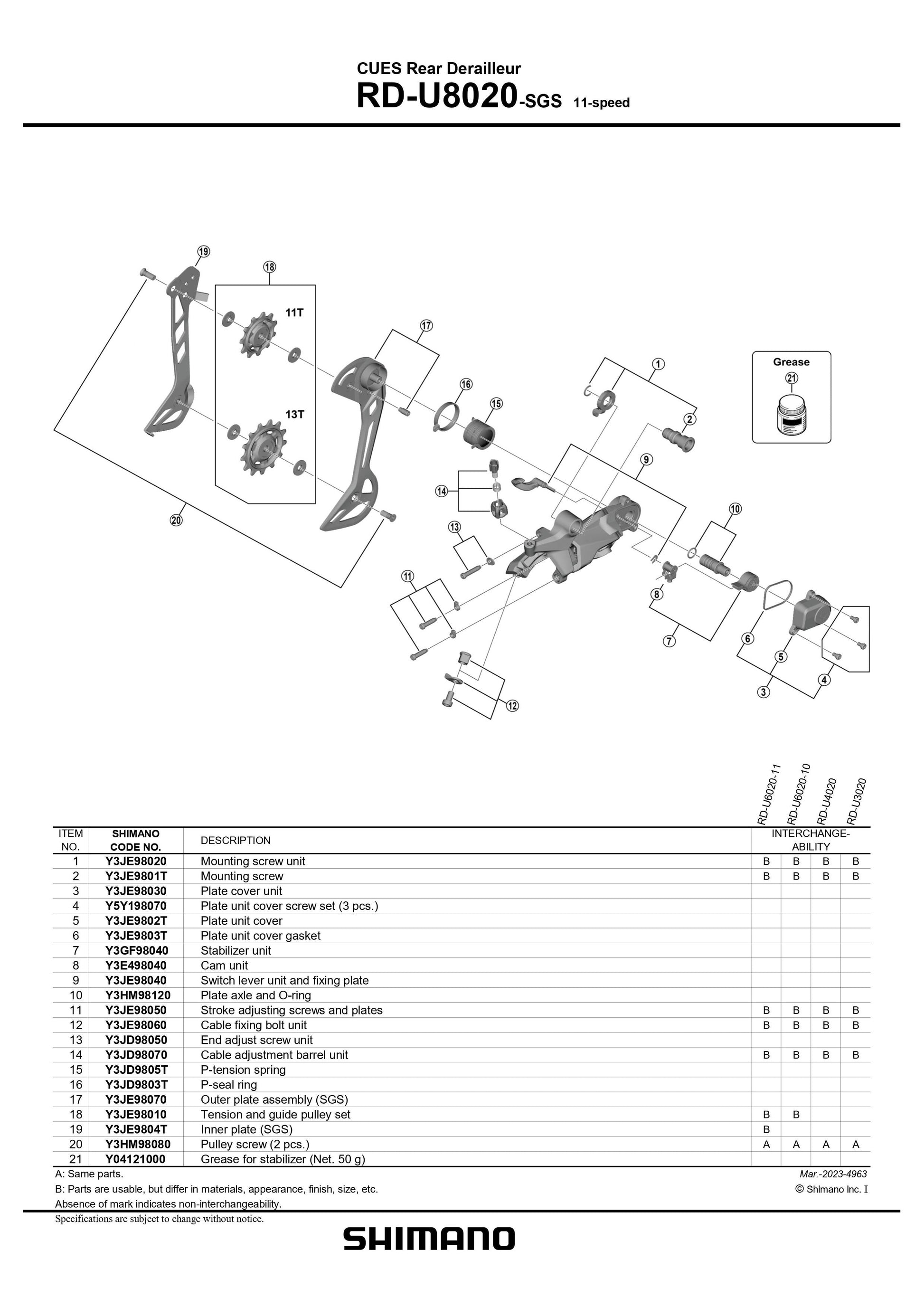 SHIMANO Cues RD-U8020 e-Bike SGS Long Cage Shadow Plus Rear Derailleur ...