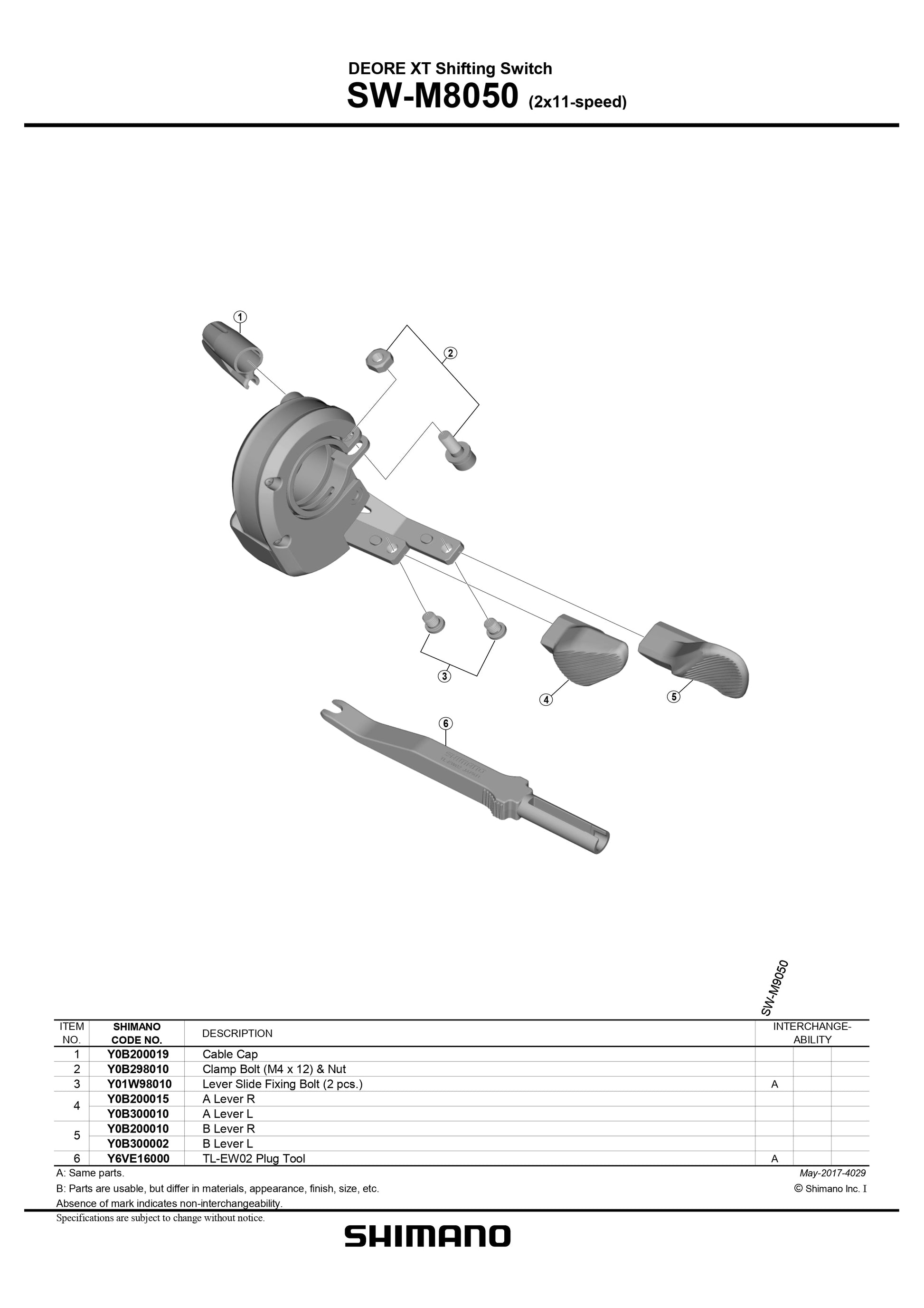 SHIMANO Deore XT SW-M8050 Di2 FireBolt Shifter Switch Clamp Type – Pit ...