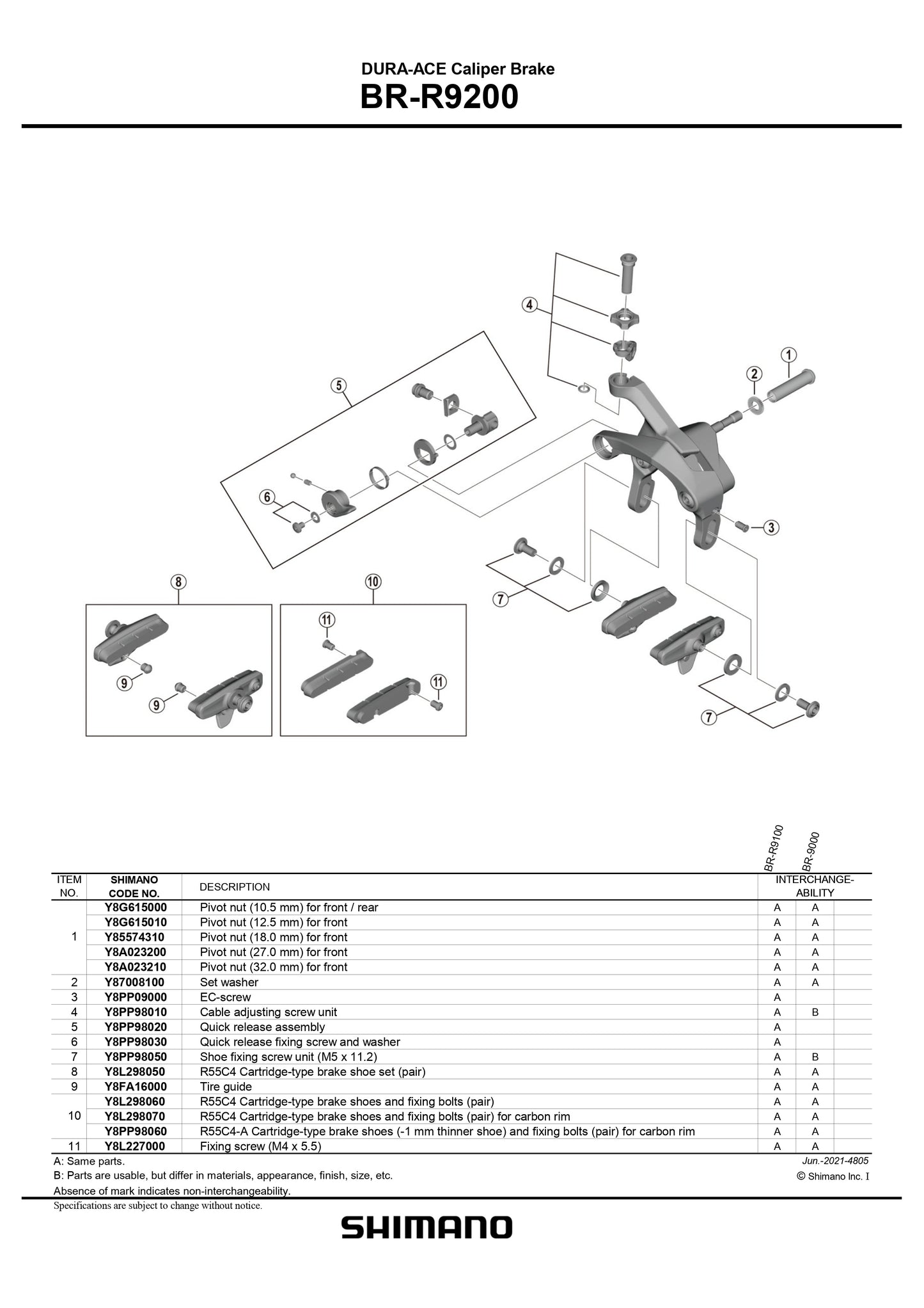 SHIMANO Dura-Ace BR-R9200 Rim Brake Black Calipers 192790896748 – Pit ...