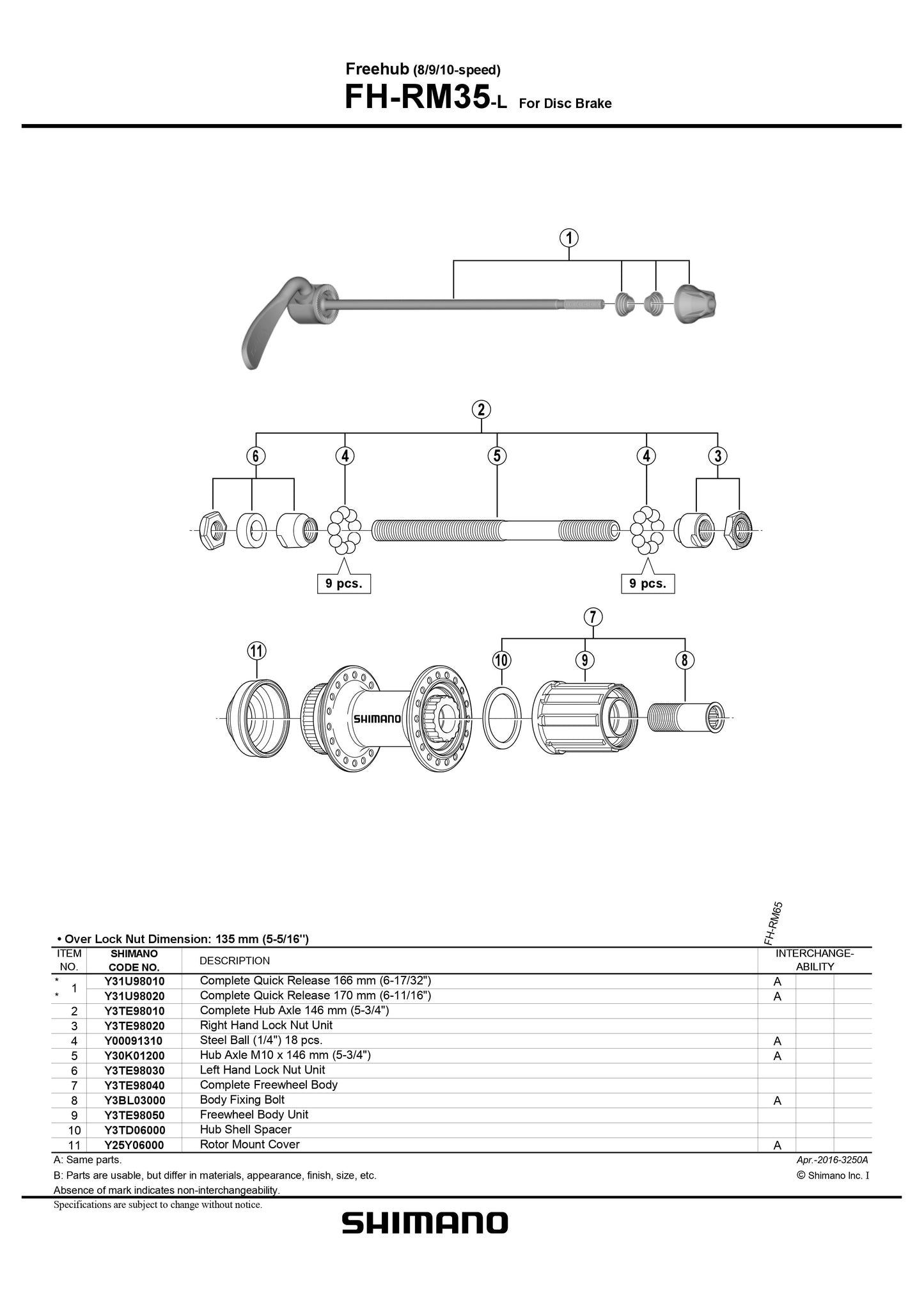 SHIMANO FH-RM35 Freehub For Disc Brake Complete Freewheel Body - – Pit ...
