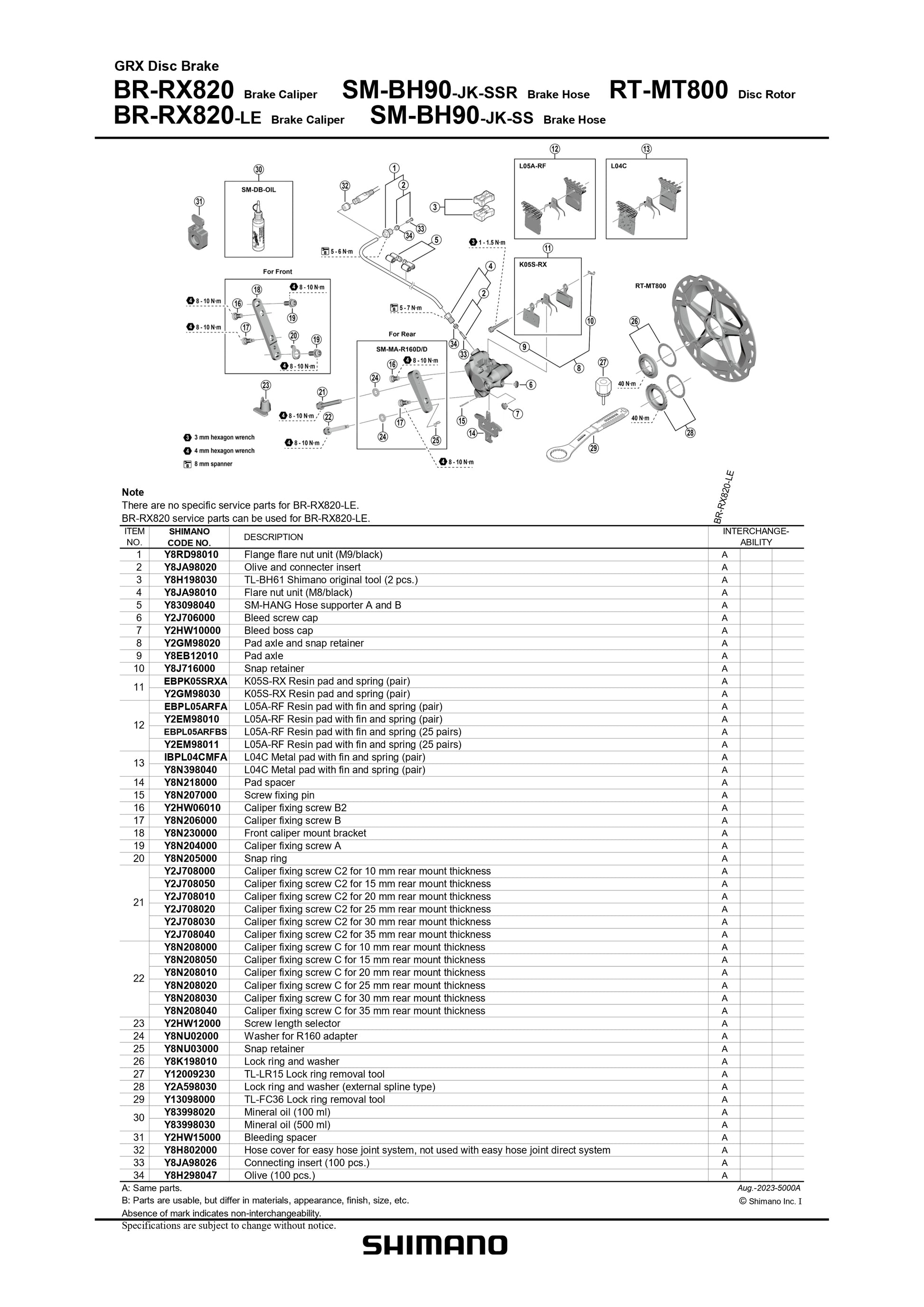 SHIMANO GRX BR-RX820 Hydraulic Disc Black Brake Caliper Flat Mount ...