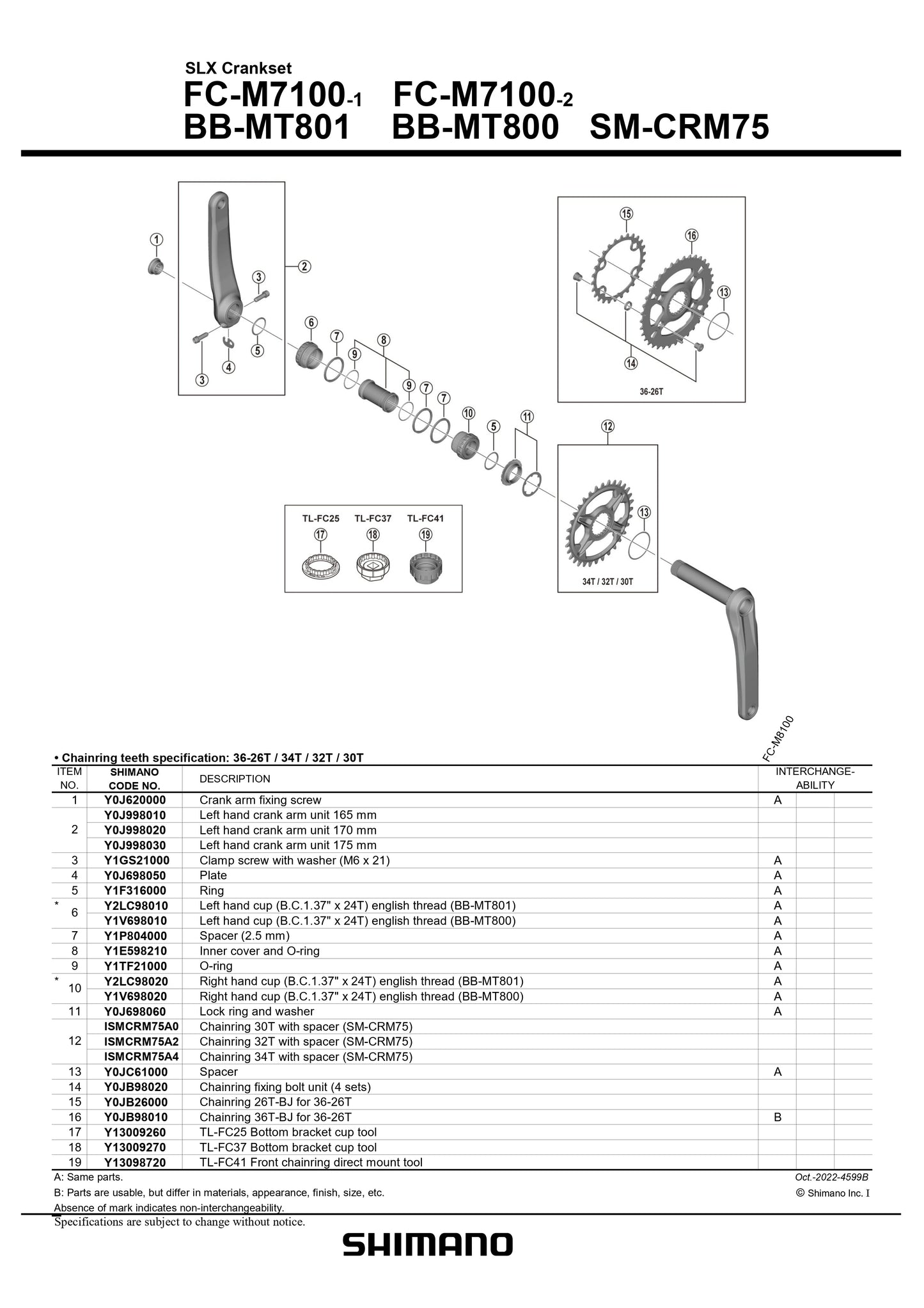 SHIMANO SLX FC-M7100-1 HG Hollowtech II Crankset Arms 12-Speed – Pit ...