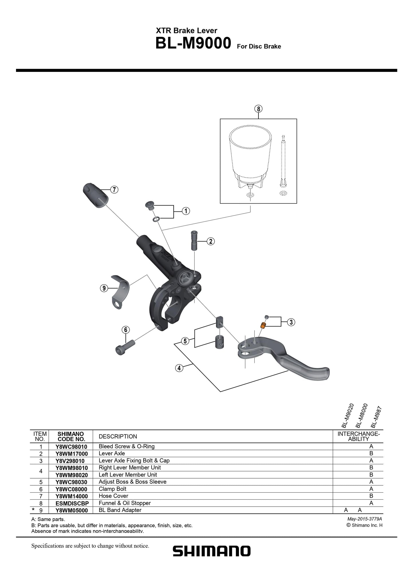 SHIMANO XTR BL-M9000 Disc Brake Lever Member Units 689228891494 – Pit ...